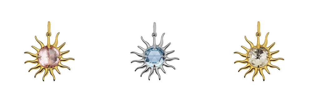 Autumn Style: Sun Pendants with Morganite, Blue Sapphire, and White Sa ...